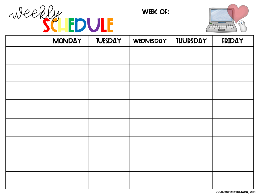 Weekly Schedule Templates For Distance Learning
